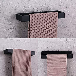 GERZWY Bathroom Accessory 2-Piece Set SUS 304 Stainless Steel Toilet Paper Holder Towel Ring Wall Mount, Matte Black HG1708-2BK