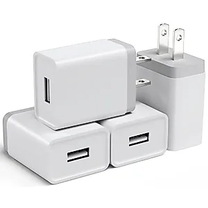 USB Wall Charger Block 12W - 4 Pack USB Plug, USB Charging Block, 2.4A/5V Power Adapter, Box Cube Compatible with iPhone 13 12 11 Pro Max SE XS XR X 8 7 6 6S Plus, Samsung, LG, Moto, Android Brick