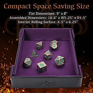 Forged Dice Co. 6 Inch Magnetic Folding Dice Tray - Portable Folding Dice Rolling Tray for use as DND Dice Tray D&D Dice Tray or Dice Game - Quiets Rolling Metal Dice and Folds Flat - Purple