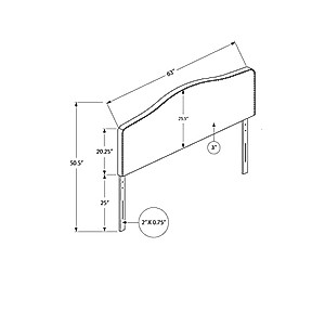 Monarch Specialties 6010Q, Bedroom, Upholstered, Pu, Transitional Bed-Queen Size Leather-Look Headboard, Dark Brown