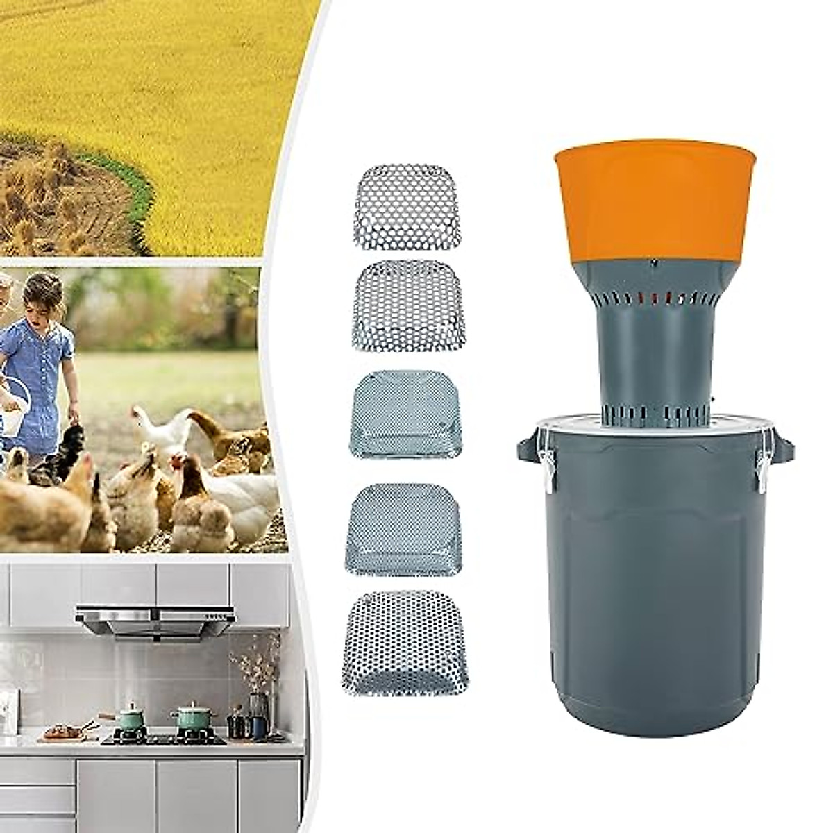 Grain Mill Grinder Electric, 13.2 Gallons Grain Mill Grinder Electric Corn Grinder with 5 Sieves, Flour Mill Wheat Grinder for Home and Farm Feed Grinding (50L)