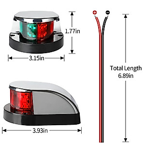 Huazu Boat Navigation Light, Bow Light Bi-Color LED Marine Navigation Light for Pontoon, Skiff, and Small Boat (Silver)