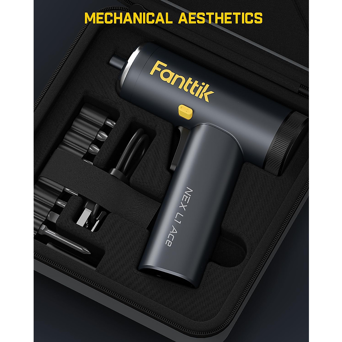 Fanttik L1 Ace 3.7V Cordless Screwdriver, Electric Screwdriver Kit with EVA Storage Bag, 6 Settings Torque Knob, HD Display, 2000mAh, LED Light, 1/4''Hex, Repair Tool for Desktop/Furniture