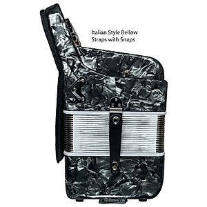 SofiaMari NSM3412 Accordion Package: 34 Button, 12 Bass, 3 Switch Accordion with Case and Straps (Sol/GCF Deep Blue Pearl) (NSM-3412-DBP-SOL)
