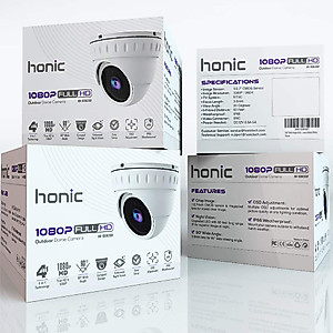 honic Clear Night Vision 2MP 90° Wide Angle (AHD TVI CVI 960H) Indoor Outdoor Dome CCTV Camera, 1080P Security IR Analog Camera, Waterproof Eyeball Cam for Surveillance