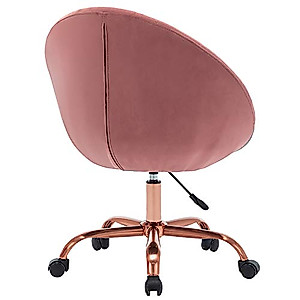 Duhome Modern Home Office Chair Desk Chair Task Computer Chair with Wheels Swivel Vanity Chair Makeup Chair Height Adjustable Chairs Velvet Button Tufted with Wheels and Rose Gold Metal Base (Pink)
