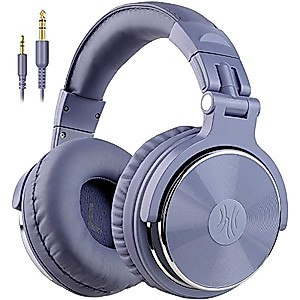 OneOdio Over Ear Headphone, Wired Bass Headsets with 50mm Driver, Foldable Lightweight Headphones with Share Port and Mic for Recording Monitoring Mixing Podcast Guitar PC TV (Light Blue)