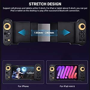 arVin Mobile Gaming Controller for iPhone Android Gamepad with Turbo, 3.5mm Audio Converter, Wireless Game Joystick for iPhone 14/13/12/11/X, iOS, iPad, Samsung Galaxy, TCL, Tablet, PC, Call of Duty