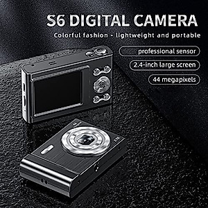 Saterkali Digital Recording Camera Easy to Operate Making Vlog Plastic Wear Resistant Digital -Compatible for Gifts Black