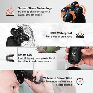 Groomie BaldiePro Cordless Bald Head Shavers for Men, Blade Refill - Waterproof Head Shavers Replacement Head - Electric Hair Shaver & Head Razor for Bald Men - Men's Rotary Shaver for Smooth Shave