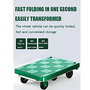 Generic Folding Foldable Moving Warehouse Push Hand Truck Heavy Duty Platform Cart Dolly Transport Truck for Heavy Thing Moving,Hold Up to 440 Lbs (Blue)