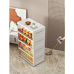 Plastic Storage Bins - 4 Clear Drawers Flip Open Storage Bins, Storage Drawer Organizer, Plastic Home Storage Organizer, Tall Standing Organizer Tower for Home, Closet, Bedroom, Bathroom, Office, Laundry, Kitchen, Craft Room, Nursery and School Dorm