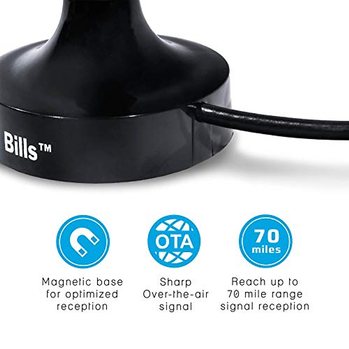 Magic Stick TV MS-50A Model - Antenna TV Digital HD Indoor - Amplified HD Digital TV Antenna for Digital TV Indoor - HDTV Antenna 1080P HD Channels, 16.5ft Coaxial Cable - Black