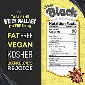Wiley Wallaby Licorice 24 Ounce Classic Gourmet Soft & Chewy Australian Black Licorice Candy Twists, 3 Pack