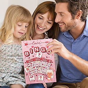 Valentines Day Large Size Bingo Game Card for Kids/Adults, 24 Players - Valentine Game for Family/School Classroom/Large Group, Valentine Party Favor for Boy/Girl