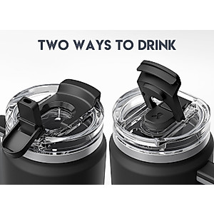 Meoky 32 oz Tumbler with Handle, Insulated Tumbler with Lid and Straw, Stainless Steel Travel Mug, Keeps Cold for 24 Hours, 100% Leak Proof, Fits in Car Cup Holder (Night)