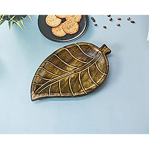 Ajuny Decorative Wooden Tray Platter for Serving Snacks Fruits Hand Carving Home Gifts