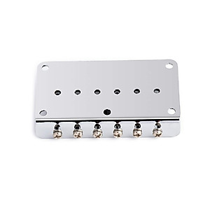Metallor Top Load Guitar Bridge Tailpiece Fixed Hardtail Saddle Bridge Compatible with 6 String Fender Strat Tele Style Electric Guitar Parts Chrome.