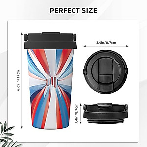 WANGZHAO Red Blue White Gray Stripes Print Double Wall Stainless Steel Vacuum Insulated Tumbler Cup Home Thermal Cup