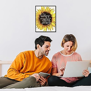 Be Like A Sunflower - Inspirational Wall Art, Great Floral Typographic Picture Print, Motivational Wall Art for Office Desk Décor, Living Room Décor, Positive Quotes Wall Art, Unframed – 8x10