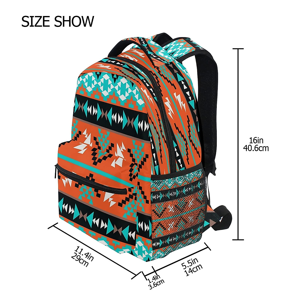 AUUXVA Ethnic Aztec Zig Zag School Backpack for Teen Girls Boys Lightweight Student Backpack Travel Bookbag Laptop Casual Daypack