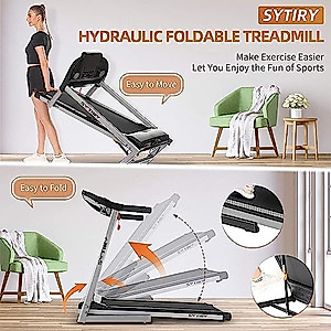 SYTIRY Treadmill with Large 10" Touchscreen, WiFi Connection, YouTube, Facebook,3.25hp Folding Treadmill, Cardio Fitness Exercise Machine for Walking, Jogging, Running TR0608012