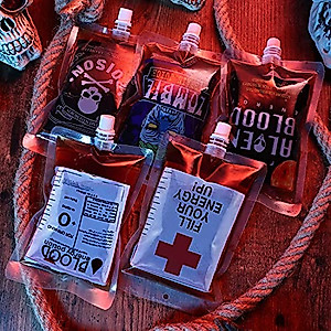 21 Packs Halloween Blood Bags for Drinks,Reusable Blood Cups Containers with Funnel Reusable Drink Container for"Blood" of Theme Parties for Drinks Halloween Zombie Vampire Party Favors Costumes Props