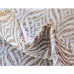 Unique Loom Outdoor Trellis Collection Area Rug - Deco Trellis (5' 3" x 8' Rectangle, Taupe/ Ivory)