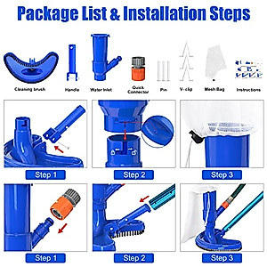 CKE 2022 Upgraded Portable Pool Vacuum Jet Underwater Cleaner W/Brush Bag, Handheld Pool Vacuums Swimming Portable Pool Mini Jet Vacuum Pool Cleaner Pool Spa Jet Vac for Above Ground Pool Vacuum Head