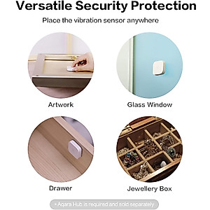 Aqara Vibration Sensor, Requires AQARA HUB, Zigbee Connection, Wireless Mini Glass Break Detector for Alarm System and Smart Home Automation, Compatible with Apple HomeKit, Works with IFTTT