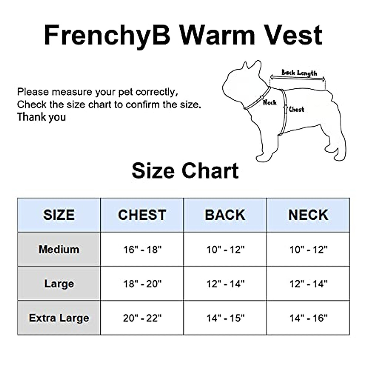 FrenchyB Dog Warm Vest for Small Dogs | Warm Pullover Dog Vest with Leash Attachment D-Ring on Back Windproof Soft Lined Dogs Vest (Large, Blue)
