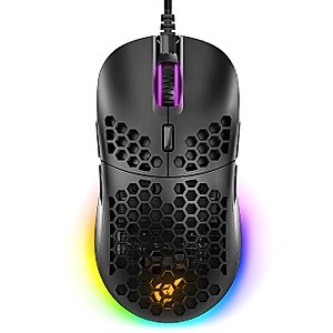 GUNMJO Gram DIY Honeycomb Shell 2.4G Wireless RGB Gaming Mouse, Gaming Wireless Mouse with 9 Buttons and Up to 10,000 DPI, Computer Mice for PC Gaming, Black Color