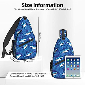 Famame Blue Sharks Sling Backpack Chest Bag Crossbody Shoulder Bag Gym Cycling Travel Hiking Daypack For Men Women