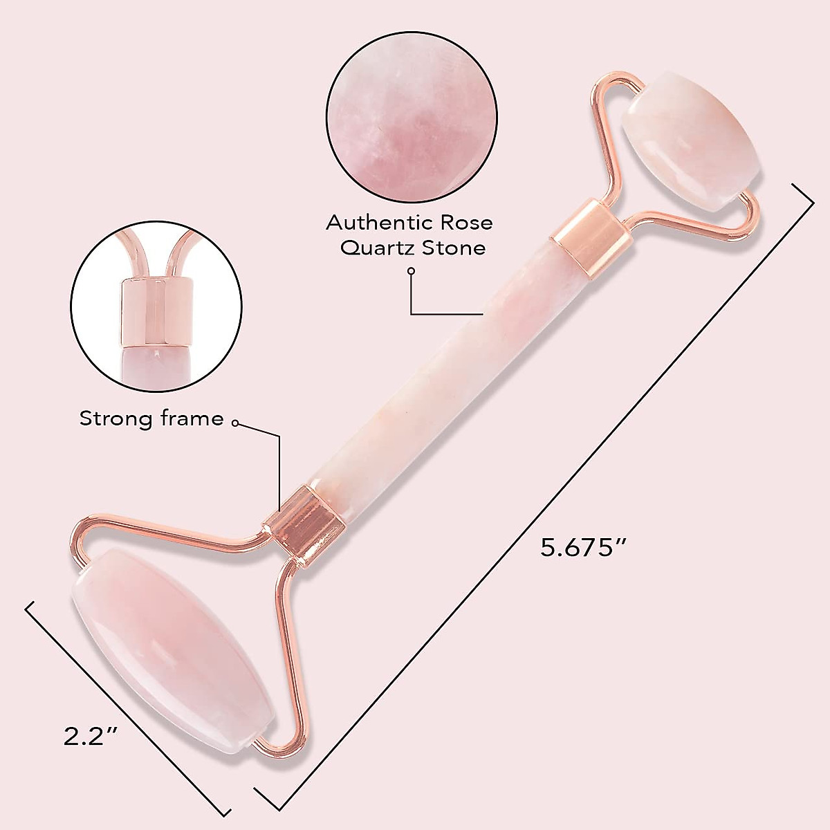 Kitsch Face Massager Rose Quartz Face Roller for Skin Care, Facial Roller & Jade Roller for Face Aging Wrinkles and Lifting, Eye Roller for Puffy Eyes, Rose Quartz Roller for Face Neck Fine Lines 1 Pc
