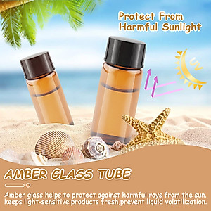 50 Pack,10ml (0.3 oz) Amber Glass Essential Oil Bottle with Screw Caps,Empty Refillable Travel Glass Liquid Sample Vial Labs Preservation Storage Vials Test Container-FREE Funnel&Dropper