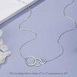 AnalysisyLove 3 Generations Necklace - Sterling Silver Interlocking Infinity 3 Circles Necklace for Grandma Mom Granddaughter, Birthday Jewelry Mothers Day Gift