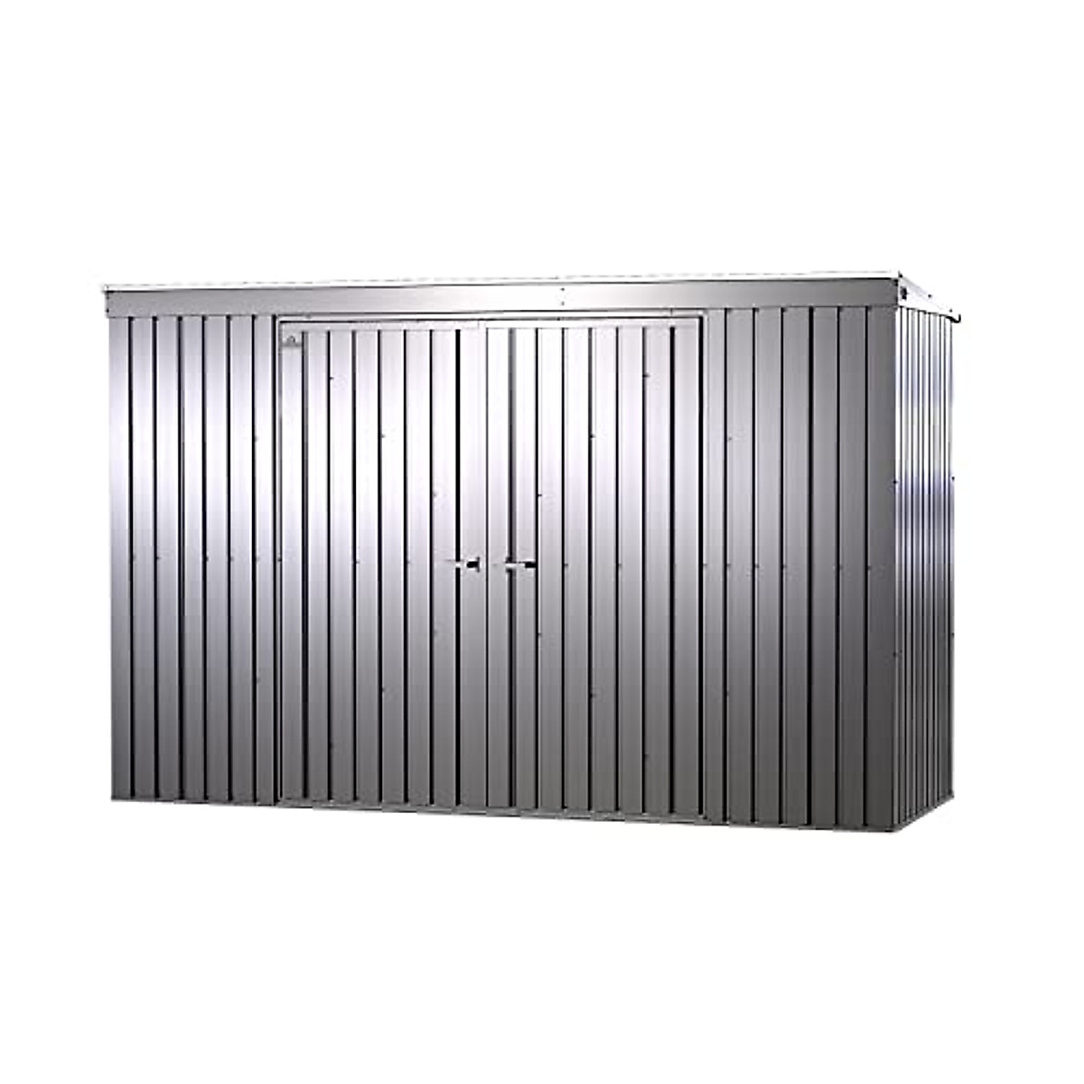 Arrow Shed Elite 10' x 4' Outdoor Lockable Pent Roof Steel Storage Shed Building, Silver