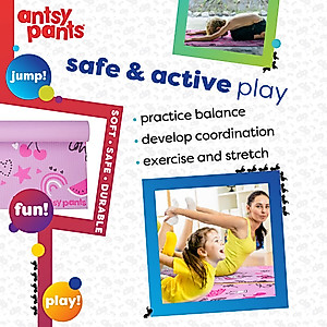 Antsy Pants Kids Yoga Mat - Yoga Mat for Kids, Yoga Mats for Home Workout, Travel Yoga Mat, Sturdy Workout Yoga Mat Non Slip, Size 60” x 24”, 3mm Thick Free of Toxic Phthalates, Pink Unicorn