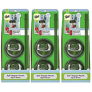 Ball Sip & Straw Lids, Fits Regular Mouth Mason Jars (3)