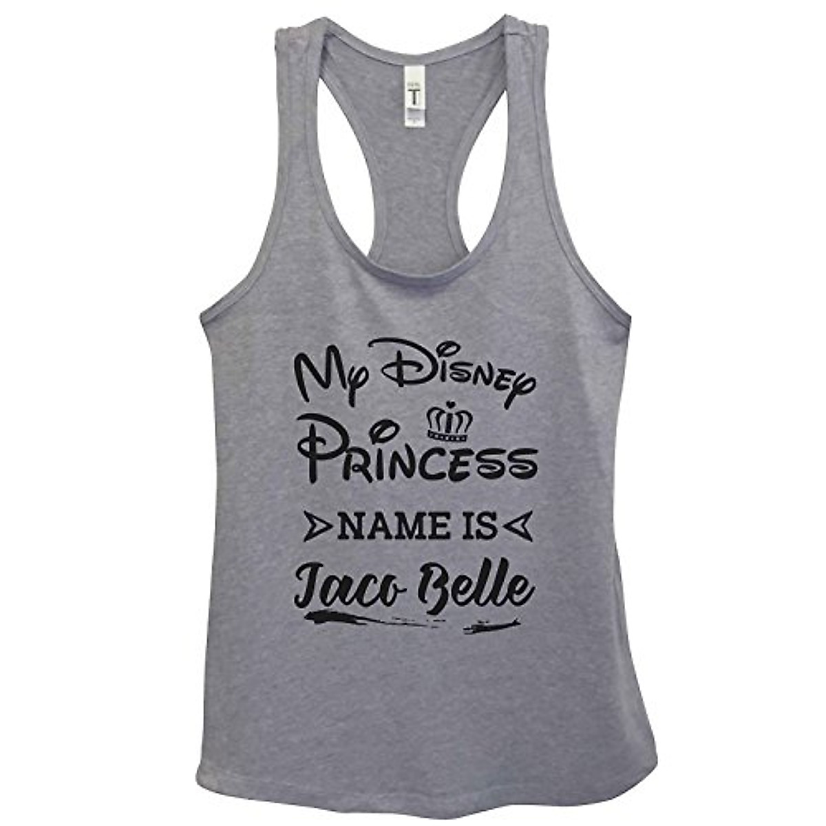Funny Disney Inspired Tanks - My Disney Princess Name is Taco Belle Royaltee Party Shirts (2XL, Grey)