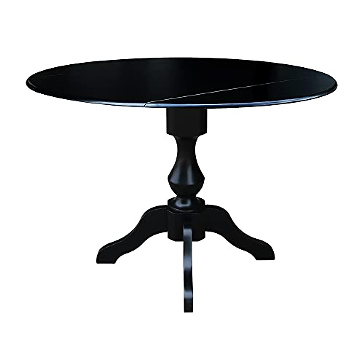 IC International Concepts 42" Round Dual Drop Leaf Pedestal, 30.3" H Dining Table, Black