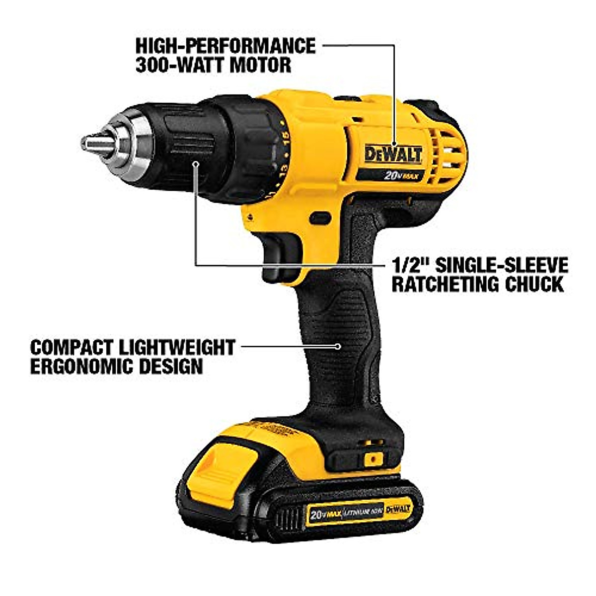 DEWALT 20V MAX Power Tool Combo Kit, 4-Tool Cordless Power Tool Set with 2 Batteries and Charger (DCK444C2)