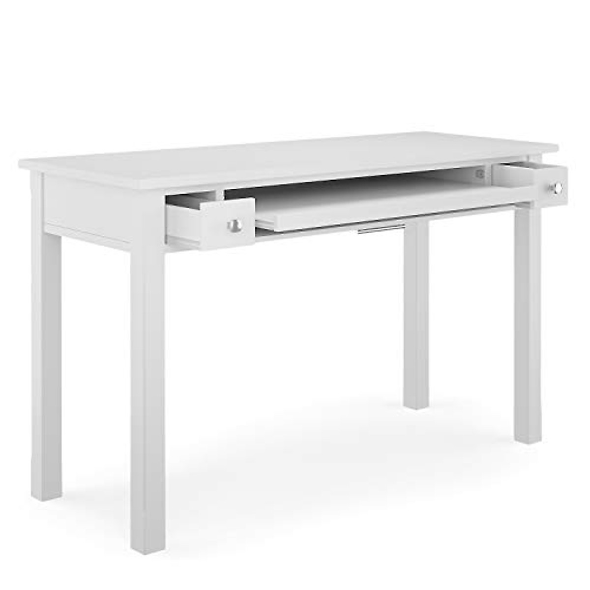 SIMPLIHOME Avalon SOLID WOOD Contemporary 47 Inch Wide Writing Desk in White, For the Office Desk, Writing Table, Workstation and Study Table