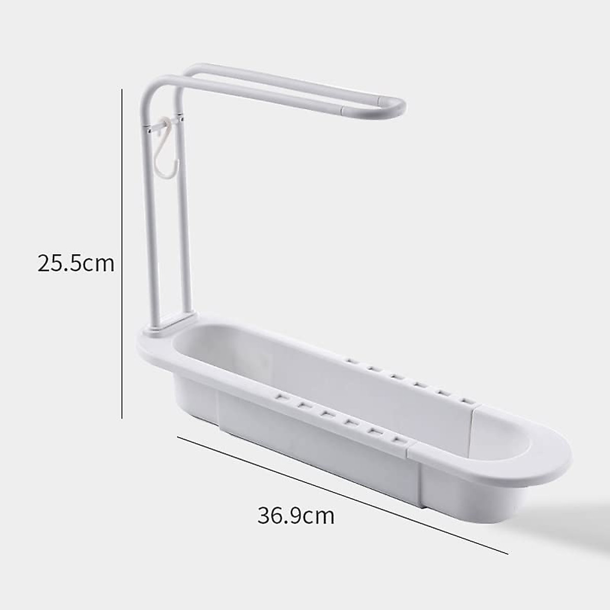 SEASD Kitchen Telescopic Sink Shelf Draining Rack Soap Sponge Rack Towel Rack (Color : Gray, Size : 25.5 * 36.9cm)