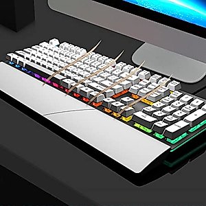 Kafuty-1 GK60 RGB Gaming Keyboard,USB Wired 104 Keys Colorful Backlit Keyboard with Wrist Rest,Detachable Mechanical Feel Gaming RGB Keyboard for Laptop,PC,Computer,Game and Work(White)