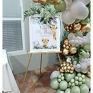 Green and Gold Confetti Balloons,50 Pack 12 Inch Sage Green Gold Party Balloons for Birthday Baby Shower Wedding Graduation Party Decoration with 5ft Gold Triangle Banner