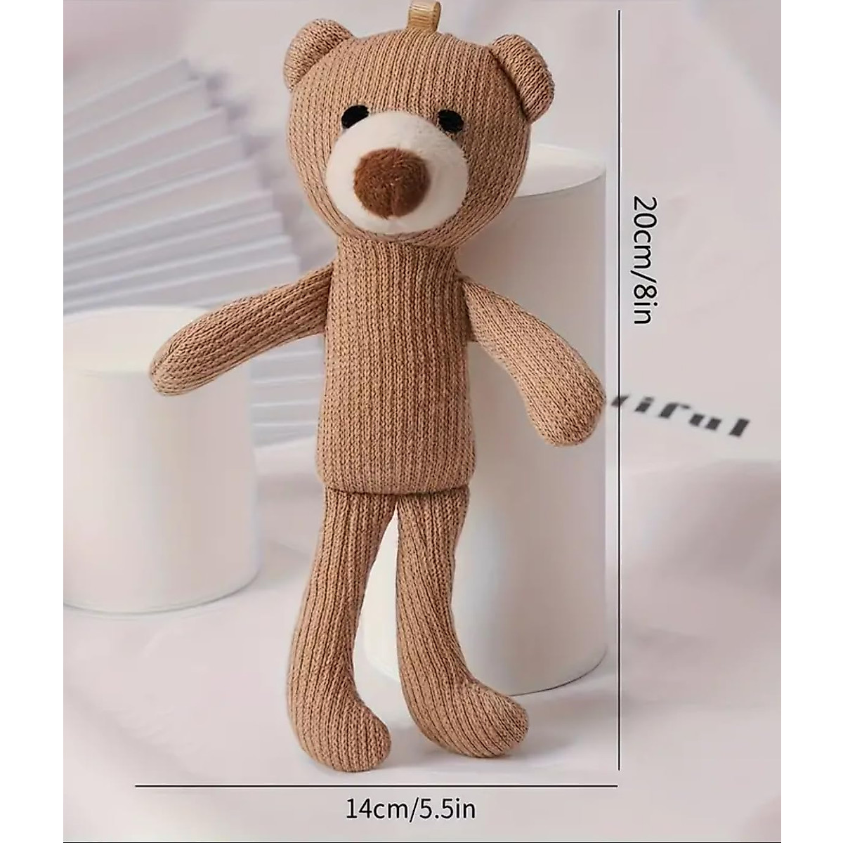 Squeaky Bear Dog Toys, Durable Plush Chew Cute Toy for Small or Medium Breeds, Set of 2, Bear Figures, Dog's Besties, Interactive Bear Animals, Promotes Dental Health and Hygiene (Brown and Beige)