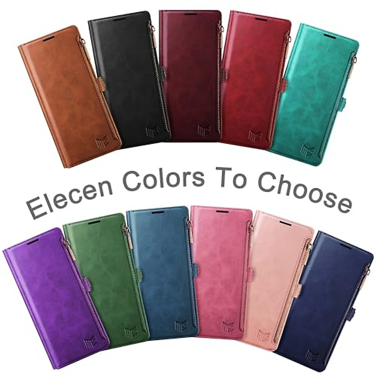 SUANPOT for iPhone 14 Pro 6.1 inch Wallet case 【RFID Blocking】【9 Card Slot】【Pocket】,Credit Card Holder Flip Folio Book Zipper PU Leather Protective Cover Women Men for Apple 14 Pro Phone case Wine Red