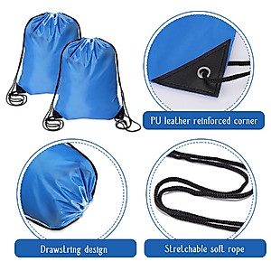 Sliverdew 2 Pcs Blue Drawstring Backpack Bags Sports Cinch Sack String Bags Drawstring Gym Bag Draw String Backpack Bulk Swimming String PE Bags