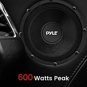 Pyle 10 Inch Car Midbass Woofer - 600 Watt High Powered Car Audio Sound Component Speaker System w/High-Temperature Kapton Voice Coil, 50Hz-5kHz Frequency, 89.2 dB, 8 Ohm, 50oz Magnet PPA10 Black